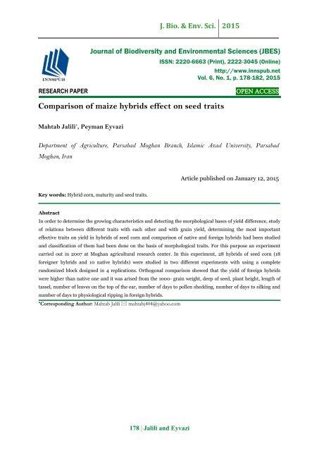 Comparison Of Maize Hybrids Effect On Seed Traits
