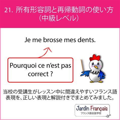 日本人が間違えやすいフランス語表現 21 所有形容詞と再帰動詞の使い方中級レベル Jardin francais