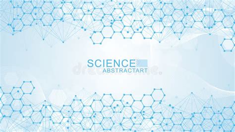 Modern Scientific Background With Hexagons Lines And Dots Wave Flow Abstract Background Stock