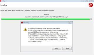CCSTUDIO CCS ERROR Unable To Install Repotype Executable Processors