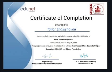 Tailor Shaikshavali On Linkedin Interns Frontend Ibm Edunet