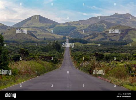 A Road Trip Along Portugals Longest Straight Road With A View Of Pico Mountain And The Mountain