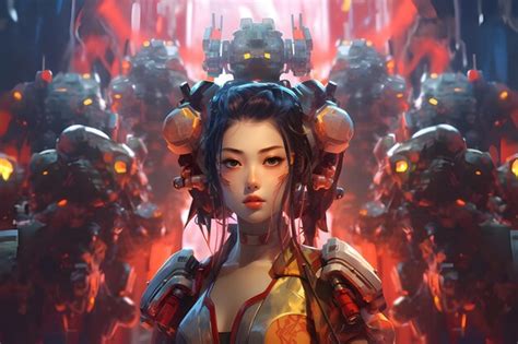 Premium Ai Image 3d Render Of Mecha Robot Anime Girl