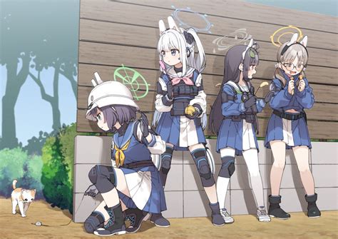 Safebooru 4girls Black Hair Blue Archive Brown Eyes Brown Hair Green