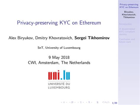 privacy preserving kyc on ethereum ppt