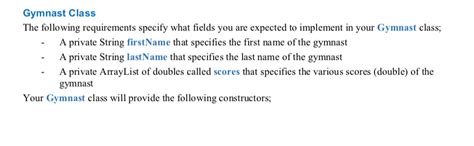 Solved Gymnast Class The Following Requirements Specify What