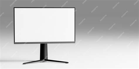 Premium Photo Mockup Computer Monitor With Blank Screen On Grey Background Black Pc Monitor