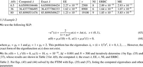 Table 1 From Accurate Eigenvalues For The Sturm Liouville Problems Involving Generalized And