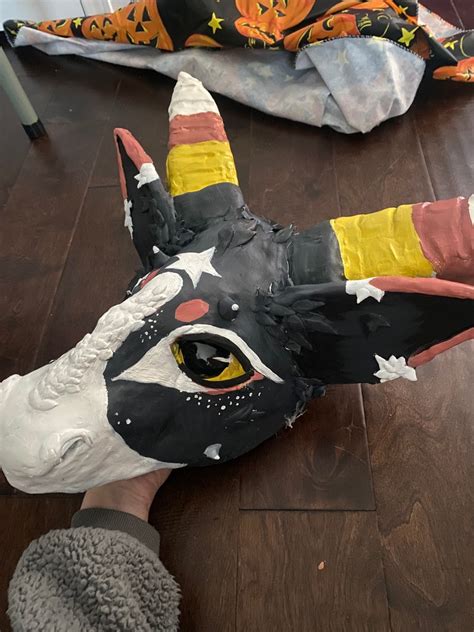 Halloween Candy Corn Furry Fursuit Dragon Mask Etsy