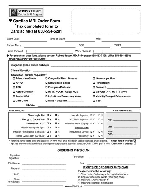 Fillable Online Cardiac Mri Scheduling Request Form Fax Email Print Pdffiller