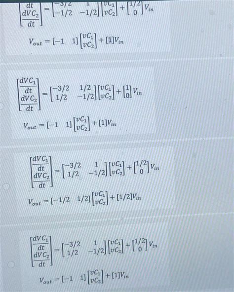 Solved Find A State Space Representation Of The Electrical