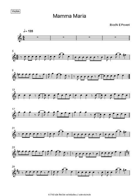 Mamma Maria Ricchi E Poveri Noten Violin Note Storede Violine Sku