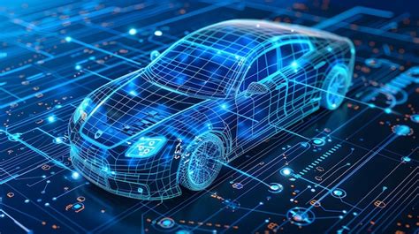 Premium Photo Futuristic Digital Blueprint Of An Autonomous Electric Vehicle In An Ethereal Style