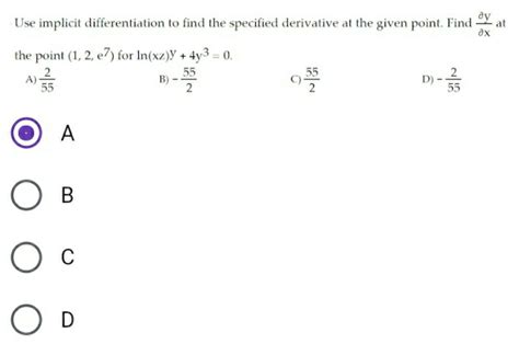 solved use implicit differentiation to find the specified derivative