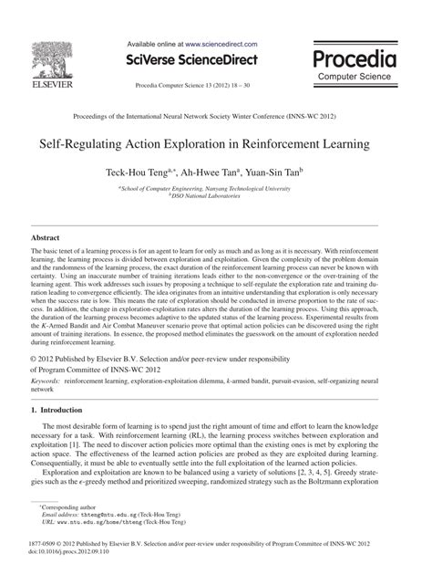 Pdf Self Regulating Action Exploration In Reinforcement Learning