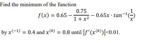Solved Find The Minimum Of The Function Chegg