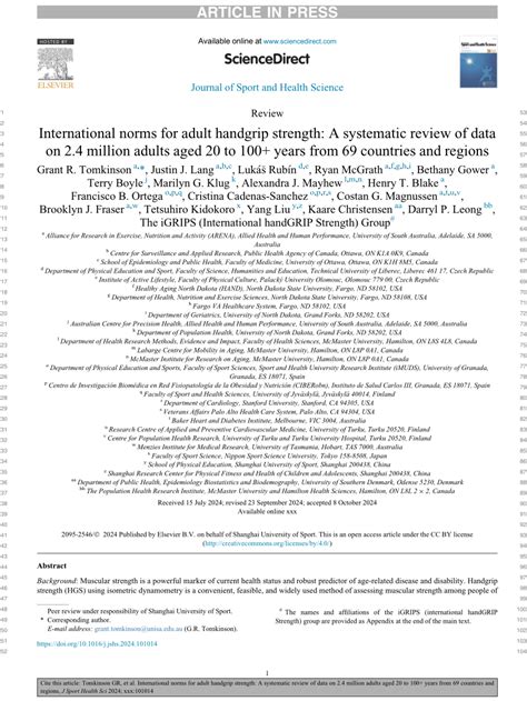 Pdf International Norms For Adult Handgrip Strength A Systematic