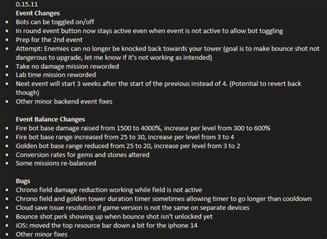 V15 11 Notes From Discord R Thetowergame