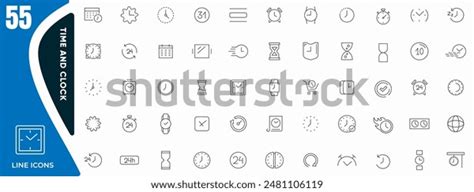 Time Clock Line Icon Set Clock Stock Vector Royalty Free 2481106119 Shutterstock