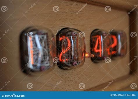 Clock On Antique Gas Discharge Indicators Stock Image Image Of