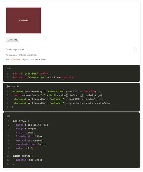 Github Laomao800hexo Tag Demo Create A Demo Area Html Css