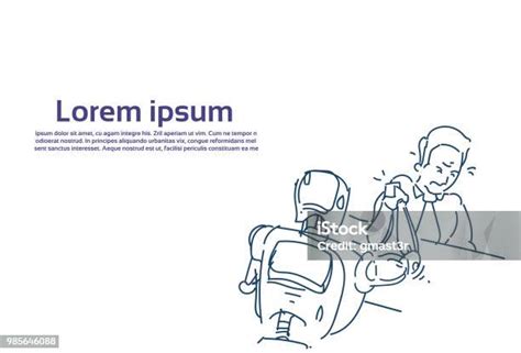 인간과 로봇 넘겨 팔 레슬링 싸움 인공 지능의 행동에 흰색 배경 스케치 낙서 복사 공간 개념에 대한 스톡 벡터 아트 및 기타 이미지 개념 경영자 고용과 노동 Istock