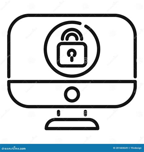 Computer Ssl Certificate Icon Outline Vector Safe Data Stock Vector