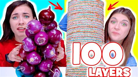 Asmr 100 Layers Food Challenge Mukbang By Lilibu Youtube