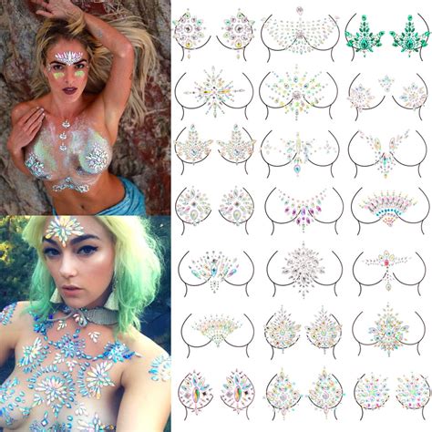 Chest Gem Crystal Eyes Face Stickers Jewels Body Rave Festival Party