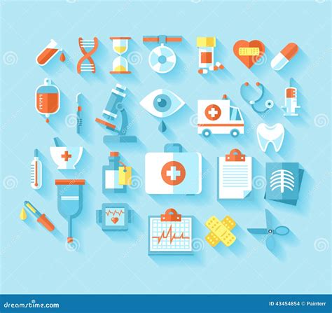 Vlakke Medische Geplaatste Pictogrammen Stock Illustratie