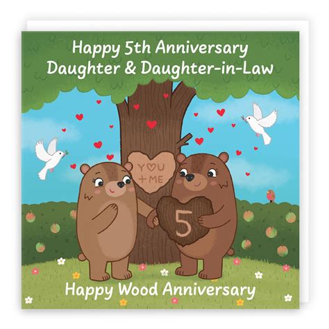 5th Daughter And Daughter In Law Anniversary Card Love Story Hunts England