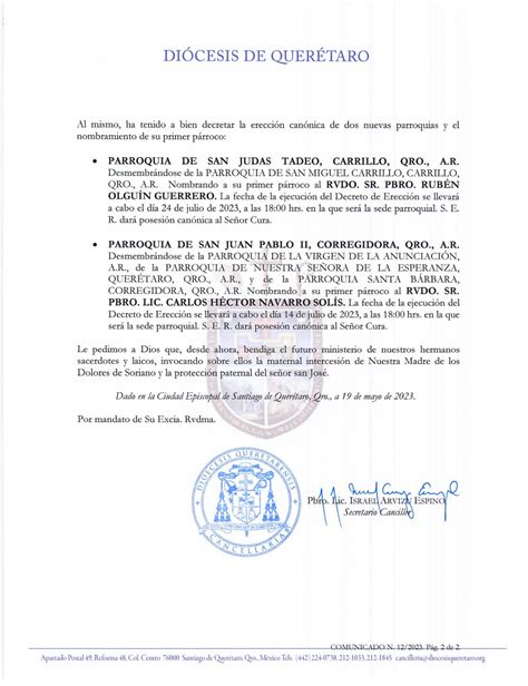 COMUNICADO N 12 2023 Asunto Sobre Algunos Traslados Y Nombramientos