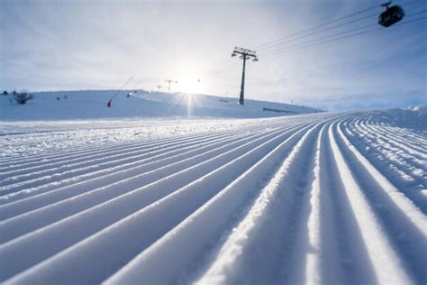 Premium Photo Fresh Tracks Of Snowcat At The Ski Resort Slopes