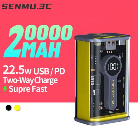 MAh Powerbank W Super Fast Charging Polymer Battery Transparent Cyberpunk Style Mini