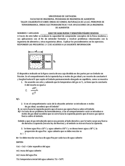 Taller Final De Segundo Corte Fisica Moderna Ing Alimentos Pdf