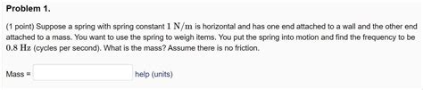 [solved] Problem 1 1 Point Suppose A Spring With Sprin