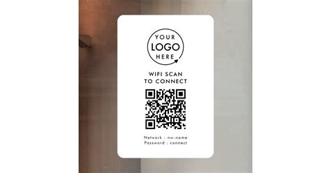 qr code wifi business logo scan to connect window cling zazzle