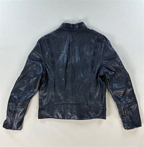 Ralph Lauren Black Label Biker Lamb Skin Leather Jacket Mens Fashion