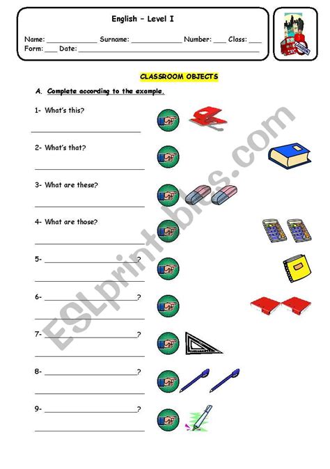 Classroom Objects Esl Worksheet By Xani