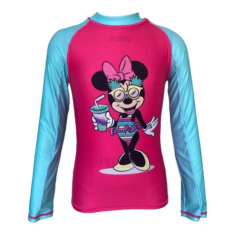 Traje De Baño Minnie Talla 4 Wetsuit Manga Larga Estampado De Playa