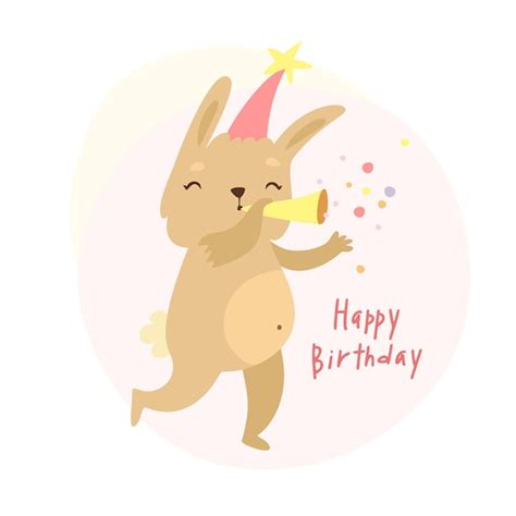 Linda Tarjeta De Cumpleaños De Conejito Vector Gratis