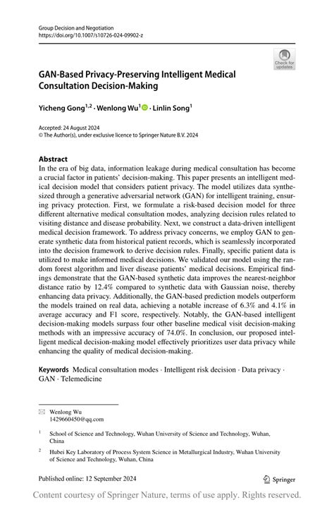 Gan Based Privacy Preserving Intelligent Medical Consultation Decision