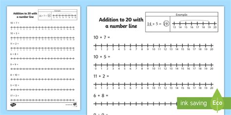 Adding With Number Lines Addition Up To 20 Twinkl Usa