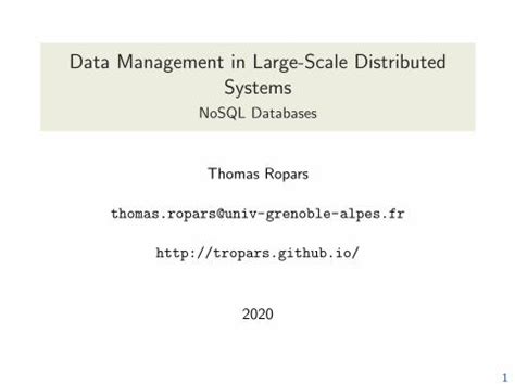 PDF Data Management In Large Scale Distributed Systems NoSQL Introduction Why NoSQL