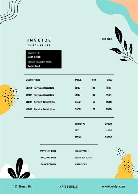 Design For Free This Tropical Dynamic Travel Agency Invoice Template