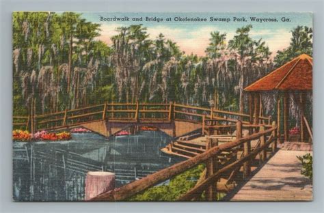 Boardwalk Bridge At Okefenokee Swamp Park Waycross Georgia Ga Postcard