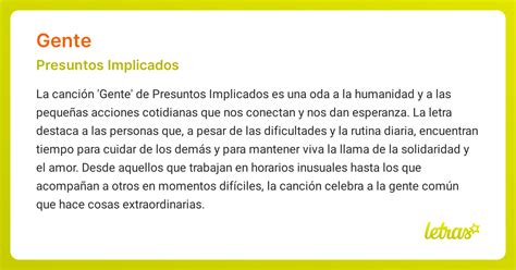 Significado De La Canción Gente Presuntos Implicados Letrascom