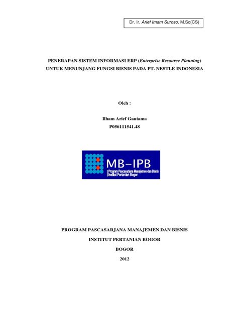 Penerapan Sistem Erp Di Pt Nestle Indonesia Pdf