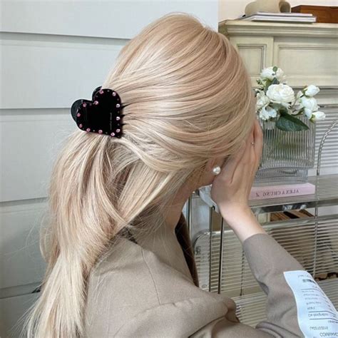 Henli Girl Hair Clip Creative Large Heart Rhinestone French Small Hair