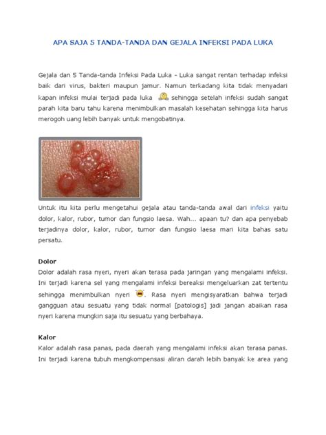 Apa Saja 5 Tanda Tanda Dan Gejala Infeksi Pada Luka Pdf